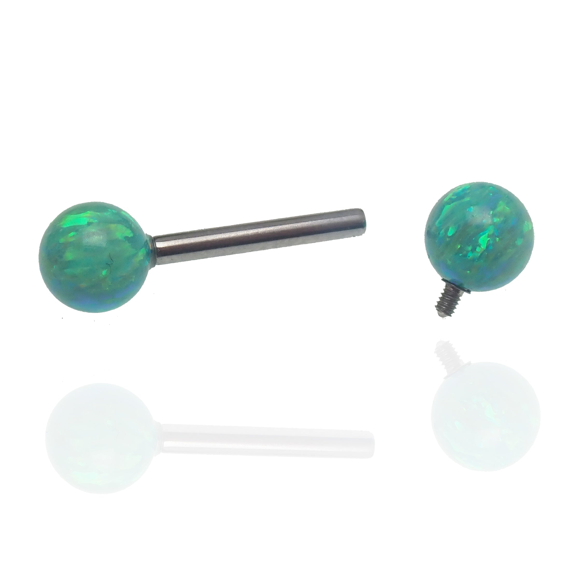 Titanium Barbell Kiwi Green Fire Opals – Body Clickers Body Jewelry