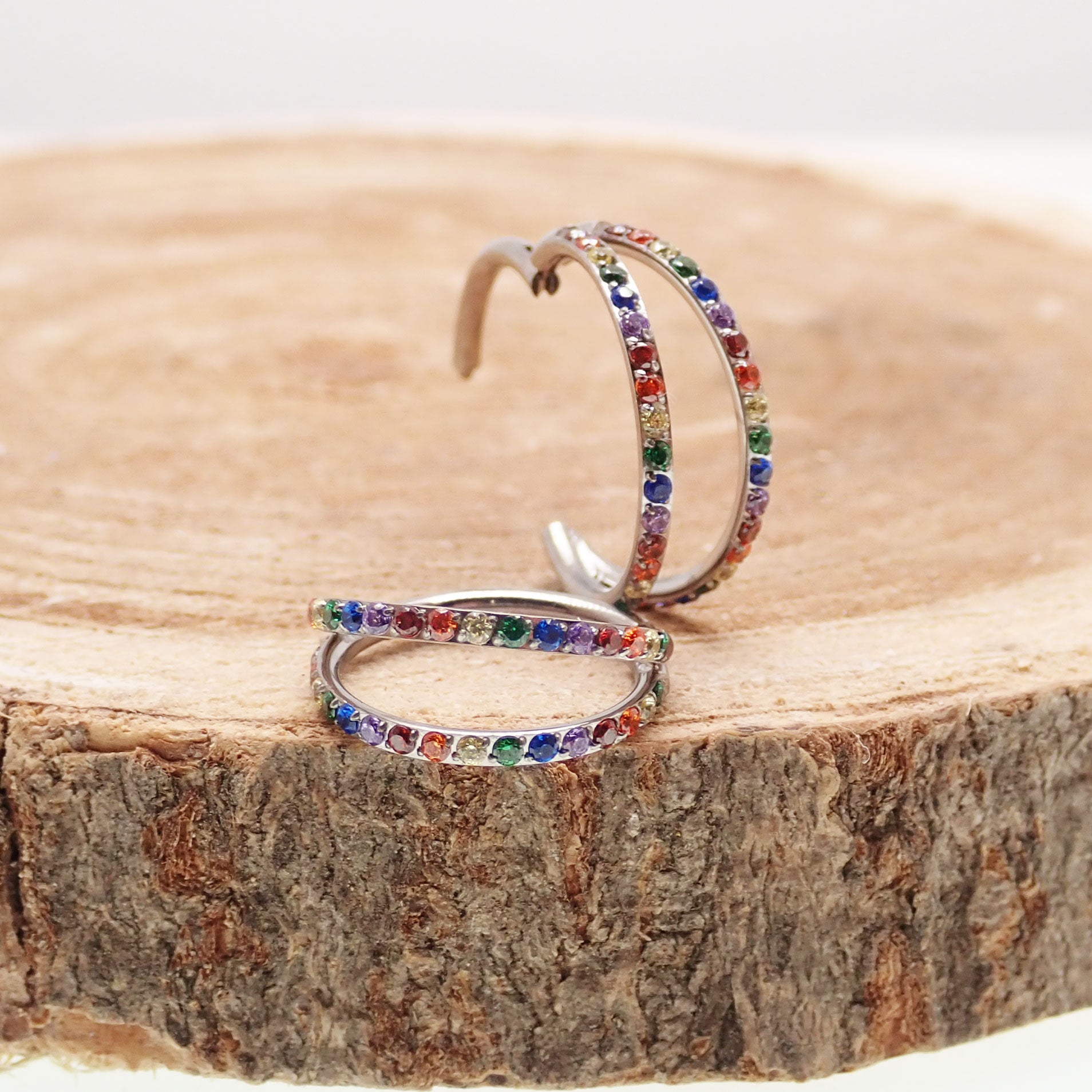 Titanium Double-Layered CZ conch Clicker 16g – Body Clickers Body Jewelry